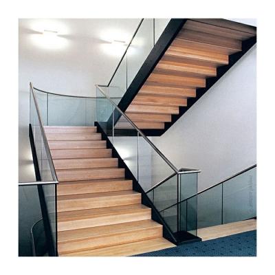 China WA-SDS1234 Custom Wood Staircase Modern U Shape Straight Stairs Te koop