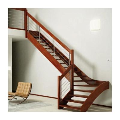 China Commercial Indoor Mono Stringer Stair Stainless Steel Wood Staircase Te koop