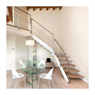 China Commercial Indoor Mono Stringer Stair Stainless Steel Wood Staircase Te koop