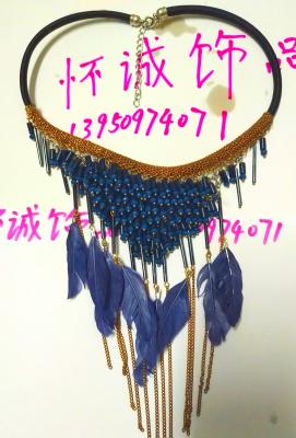 China Bohemia series short feather necklace for sale
