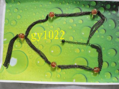 China Glass beads + plating chain necklace jewelry for sale