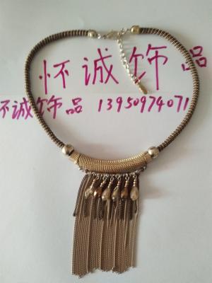 China Glass water drops beads + chain tassel hand chain necklace jewelry for sale