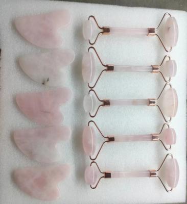 Cina Pietra di giada rosa quarzo faccia corpo Roller corpo Guasha strumento per il massaggio SPA strumento di bellezza in vendita