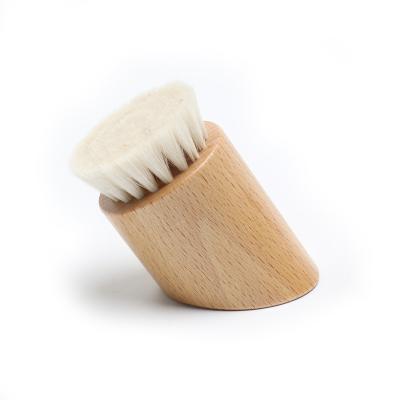 China Wooden Handle Facial Cleaning Brush Makeup Remover Brush With Super Soft Goat Bristle for sale