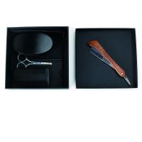 China Customize Logo Black Beard Brush And Comb Set With Beard Razor Shaving Scissors for sale