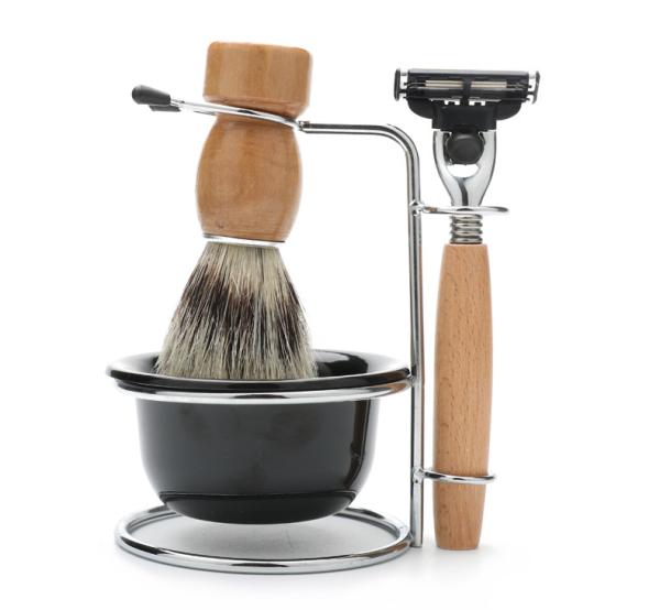 Quality Bristle Beard Soap Brush 3 In 1 Customer Logo Beard Shaver Kit for sale