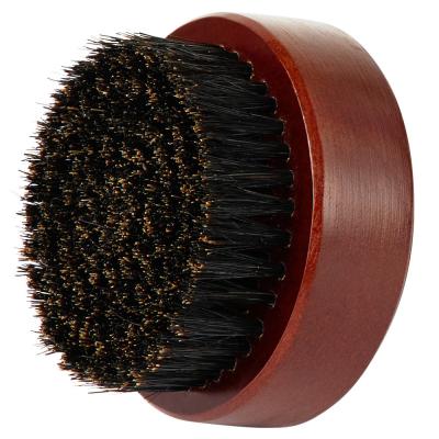 China Beechwood Brown Round Beard Brush Customize Logo Beard Comb Kit for sale