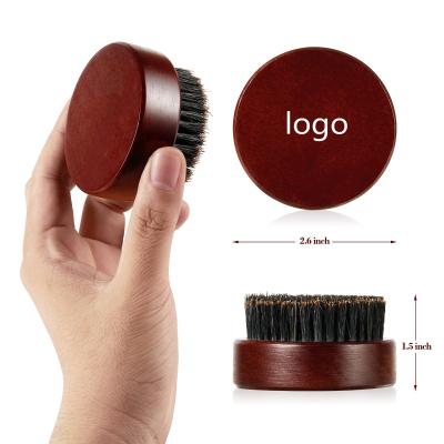 China Beechwood Brown Round Beard Brush Customize Logo Beard Comb Kit for sale
