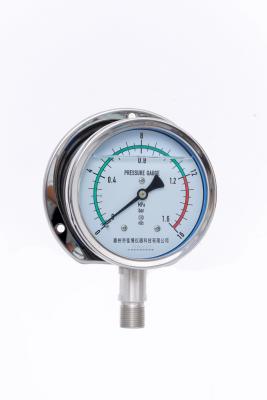 China Stainless steel anti-vibration pressure gauge ，radial back side type，YC-100-T-N for sale