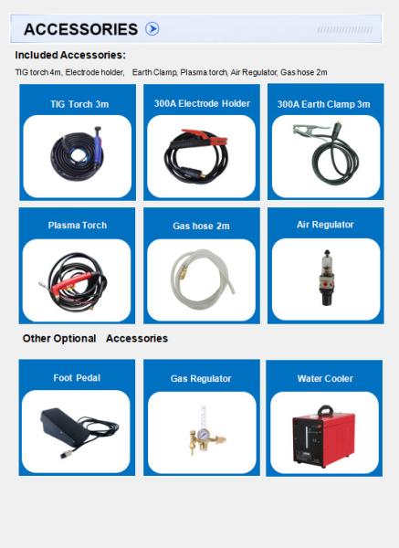 Quality Sing Phase Heavy Duty IGBT Multi Function 3IN1 250A AC DC TIG CUT MMA Welders for sale