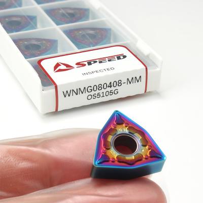China Snelheid CVD PVD Nano Blue Coated Carbide Turning Insert met scherpe hoekstraal WNMG080404/08/12 Te koop