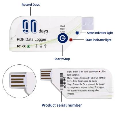 China 90 Days Temperature Recorder Single Use USB Temperature Data Logger with PDF report for sale