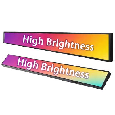 China 27 Inch Stretched Bar LCD Screen FHD Animation Text Digital Signage Shopping Mall Retail Store Elevator Self-Service Business for sale
