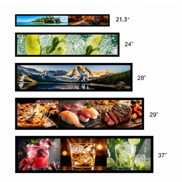 Quality 21 24 28 Inch Custom Stretched Bar LCD Display Ultra Wide Screen Advertising Player Digital Signage and Displays for sale