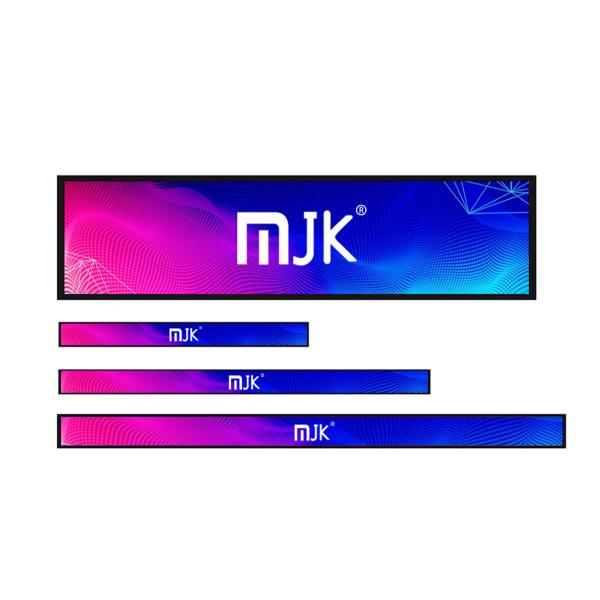 Quality MJK 4K LCD Stretched Bar Digital Poster Advertising Display with Animation 23.6 Inch Built-In CMS Retail Shelf Monitor Strip for sale