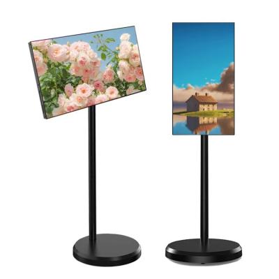China 32 Inch Smart Rollable Monitor Wireless Rotating Screen Battery Base ABS OEM Multi-Touch Portable Smart TV Live Player for sale