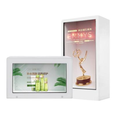 China MJK MJK-133 13.3 Inch Transparent Display Cabinet Android 6.0 Half Display Racks Indoor Advertising Equipment Stretched Bar LCD for sale