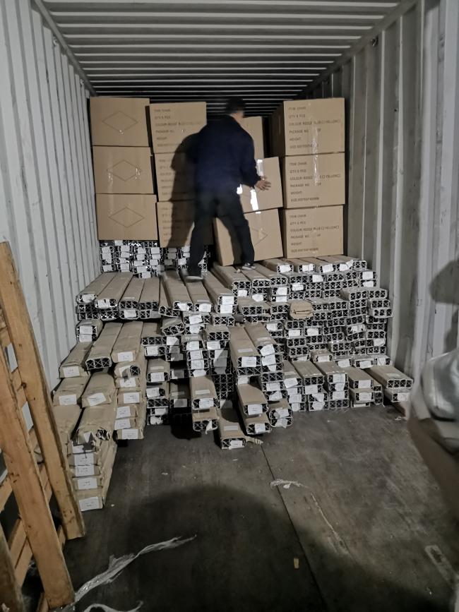 Packed aluminum bleachers