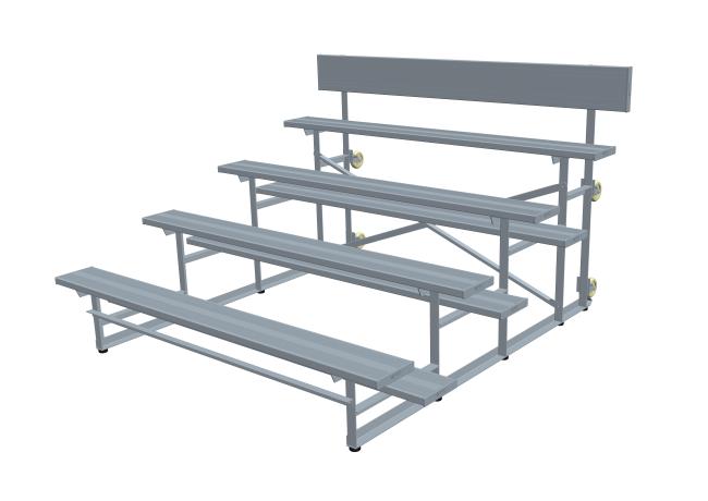 3/4 rows aluminum bleachers close-up