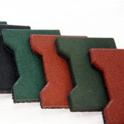 China Bone Shape Interlocking Rubber Floor Tiles , SBR Black Rubber Mat for sale