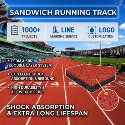 China IAAF Certified Weather Resistant Sandwich PU Running Track with Customizable Color Options for sale