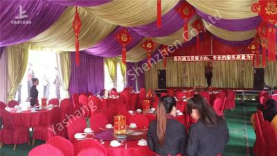 China Hard Aluminum Skeleton Wedding Reception Tents Purple And White Lining Designed for sale