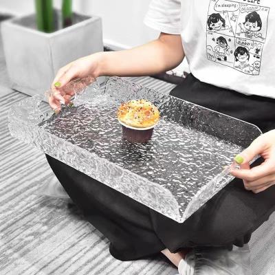 China Colored Acrylic Cake Serving Tray Transparent Dessert Display Tray For Party Wedding Table Decor for sale