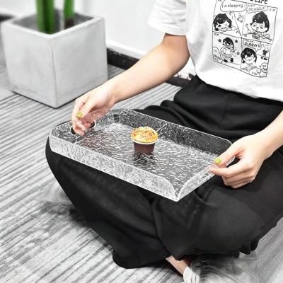 China Colored Acrylic Cake Serving Tray Transparent Dessert Display Tray For Party Wedding Table Decor for sale
