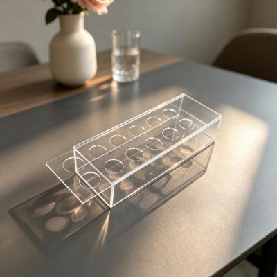 China Rainbow Acrylic Long Flower Box Multi-hole Rose Display Stand Wedding Table Decor Acrylic Floral Container for sale
