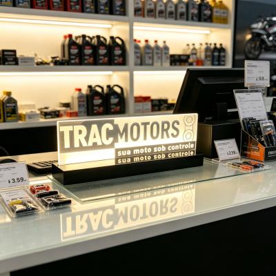 China Custom Acrylic LED Light Table Sign, Illuminated Counter Display Plaque for Motorcycle Shop for sale