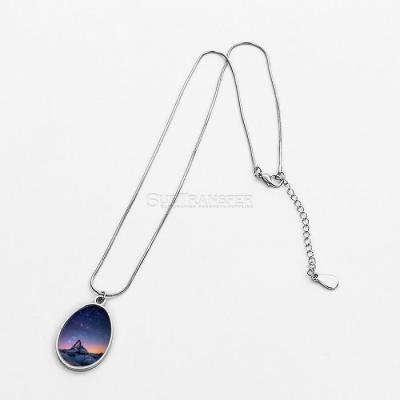 China Custom Photo Printing Oval Shape Sublimation Necklace With Aluminum Insert For Sublimation Heat Transfer Printing for sale