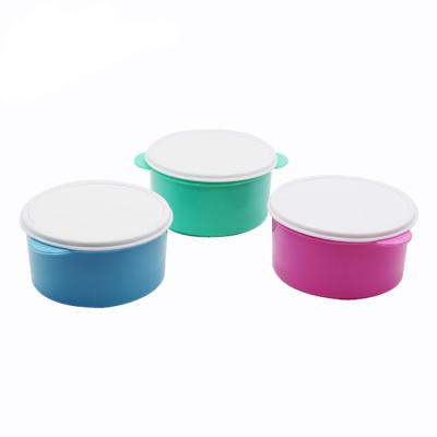 China Round Plastic Sublimation Lunch Boxes Blank Safe Food Storage Box Food Container for sale