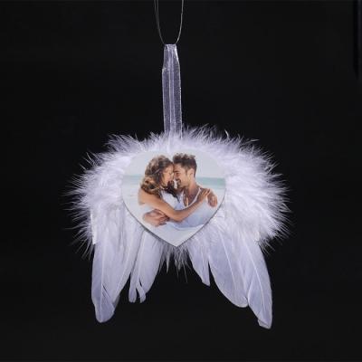 China Sublimation Blank Feather Angel Wing Pendant DIY Gift Xmas Wedding Party Ornament for sale