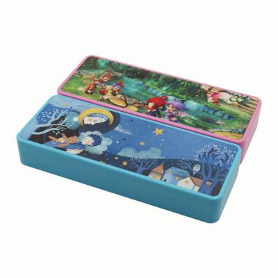 China Multifunctional Double Layer Sublimation Plastic Stationery Box For Pencil Case for sale