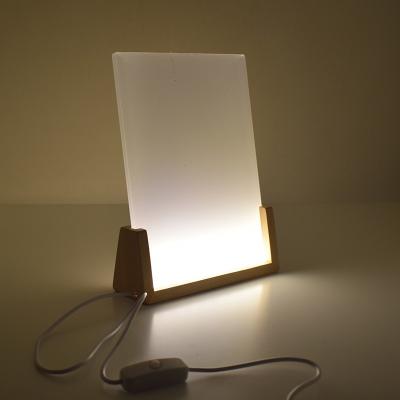China U Shape LED Wooden Base Sublimation Acrylic Photo Panel Customized Light Up Desktop Memorial Photo Frame for sale