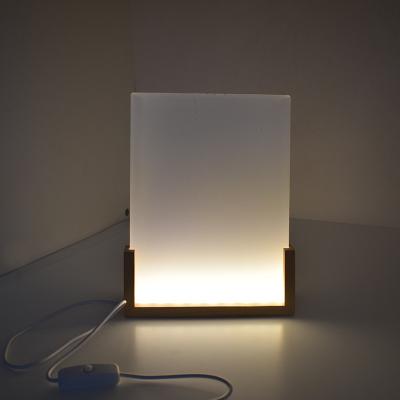 China U Shape LED Wooden Base Sublimation Acrylic Photo Panel Customized Light Up Desktop Memorial Photo Frame for sale