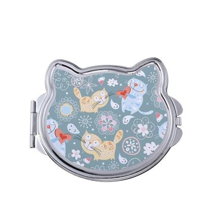 China Personalized Cat Shape Sublimation Compact Mirror Makeup Mirror For Sublimation for sale