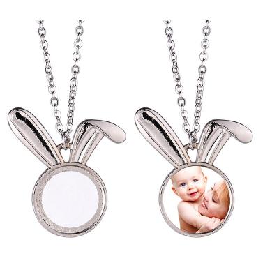 China Sublimation Rabbit Pendant Necklace Sublimation Bunny Necklace Personalized Easter Gifts for sale