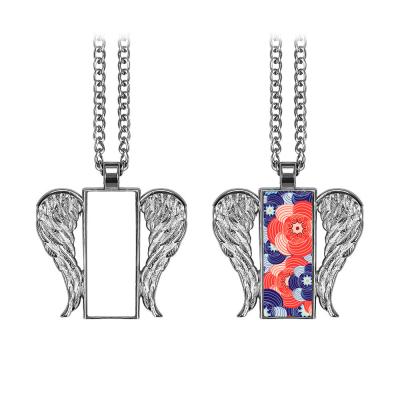 China Sublimation Jewelry Blanks Sublimation Blank Wing Pendant Necklace for sale