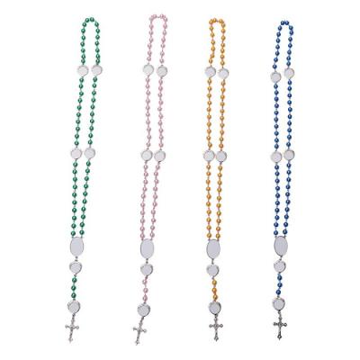 China Customized Sublimation Rosary Beads Necklace Sublimation Jewellery Blanks for sale