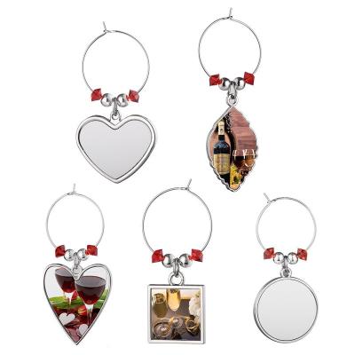 China Fashion Sublimation Blank Wine Glass Charm Wine Glass Markers for sublimation for sale