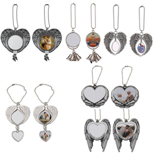 Quality Custom Logo Car Hanging Ornament Metal Christmas Angel Wing Ornaments Sublimation Blanks Christmas Decorations for sale