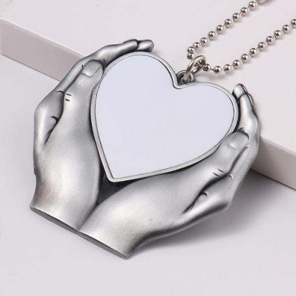 Quality Creative Christmas Ornament Heart In Hands Sublimation Car Charm Pendants Blanks for sale