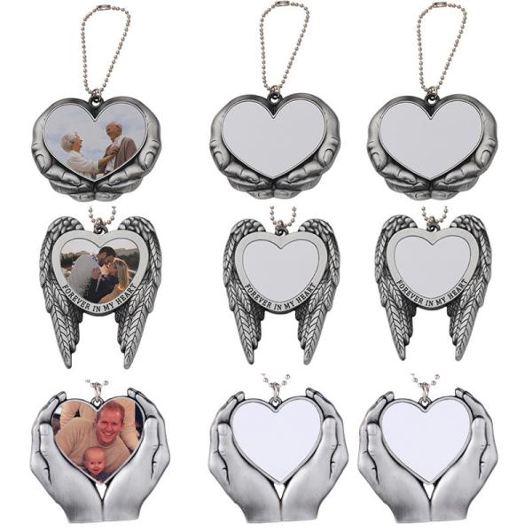 Quality Creative Christmas Ornament Heart In Hands Sublimation Car Charm Pendants Blanks for sale