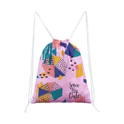 China Saco de cordas de desenho colorido de sublimação brilhante para impressão de fotos personalizadas DIY à venda