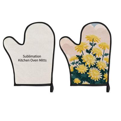 China Customizable Printable Sublimation Oven Gloves Kitchen Oven Mitts With Black Edge for sale