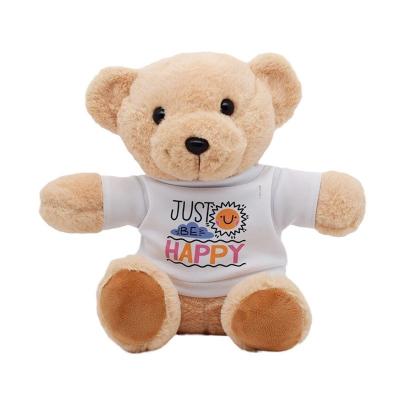 China DIY Custom Stuffed Toy Sublimation Blank Teddy Bear Plush Toy With Printable White T Shirt for sale