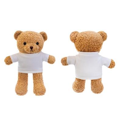 China DIY Custom Stuffed Toy Sublimation Blank Teddy Bear Plush Toy With Printable White T Shirt for sale