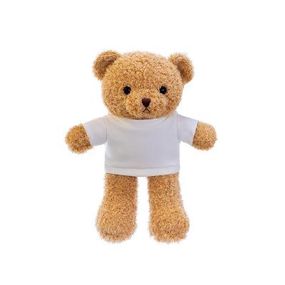 China DIY Custom Stuffed Toy Sublimation Blank Teddy Bear Plush Toy With Printable White T Shirt for sale
