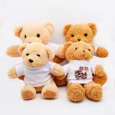 China DIY Custom Stuffed Toy Sublimation Blank Teddy Bear Plush Toy With Printable White T Shirt for sale